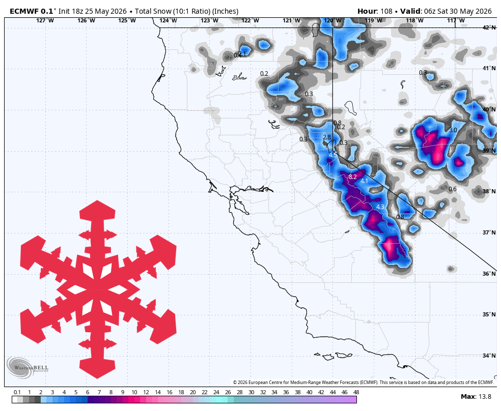 California Snow Forecast Light Sierra Refresh